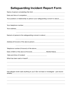 Fillable Online Safeguarding Incident Report Form 2 Fax Email Print ...