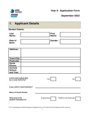 Fillable Online Form 3 (Year 9) application form Fax Email Print ...
