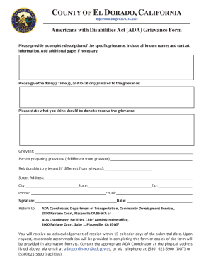 Fillable Online Americans with Disabilities Act - El Dorado County ...