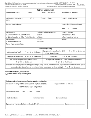 Fillable Online Pearl Medical Lab Mobile Requisition Form V School ...