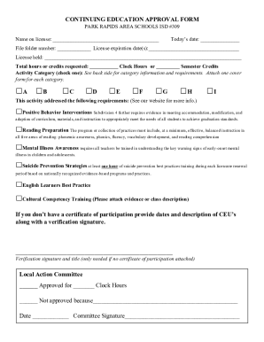 Fillable Online Fillable Online CONTINUING EDUCATION APPROVAL FORM ... Fax Email Print - pdfFiller