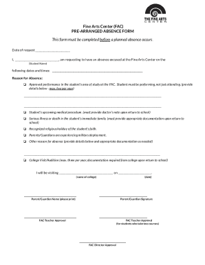 Fillable Online FAC PRE-ARRANGED ABSENCE FORM 2021-2022 Fax Email Print ...