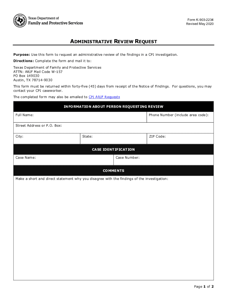 Fillable Online Administrative Review Request Fax Email Print - pdfFiller