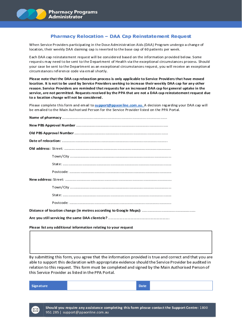 Fillable Online Dose Administration Aids (DAA) serviceAndrew Place ...