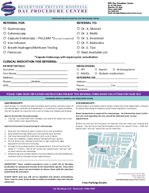 Fillable Online RESERVOIR PRIVATE HOSPITAL DAY PROCEDURE - 73-75 Pines ...