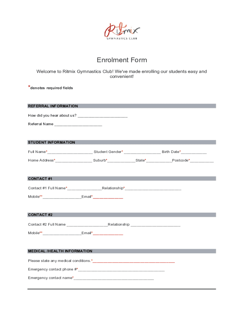 Fillable Online Student Enrolment Form - lakegracedhs.wa.edu.au Fax ...