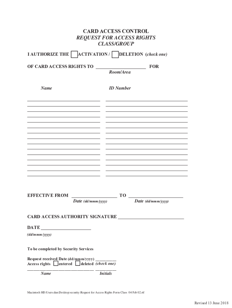 Fillable Online accesscontrol.cornell.eduDocumentationFormsAccess Card ...