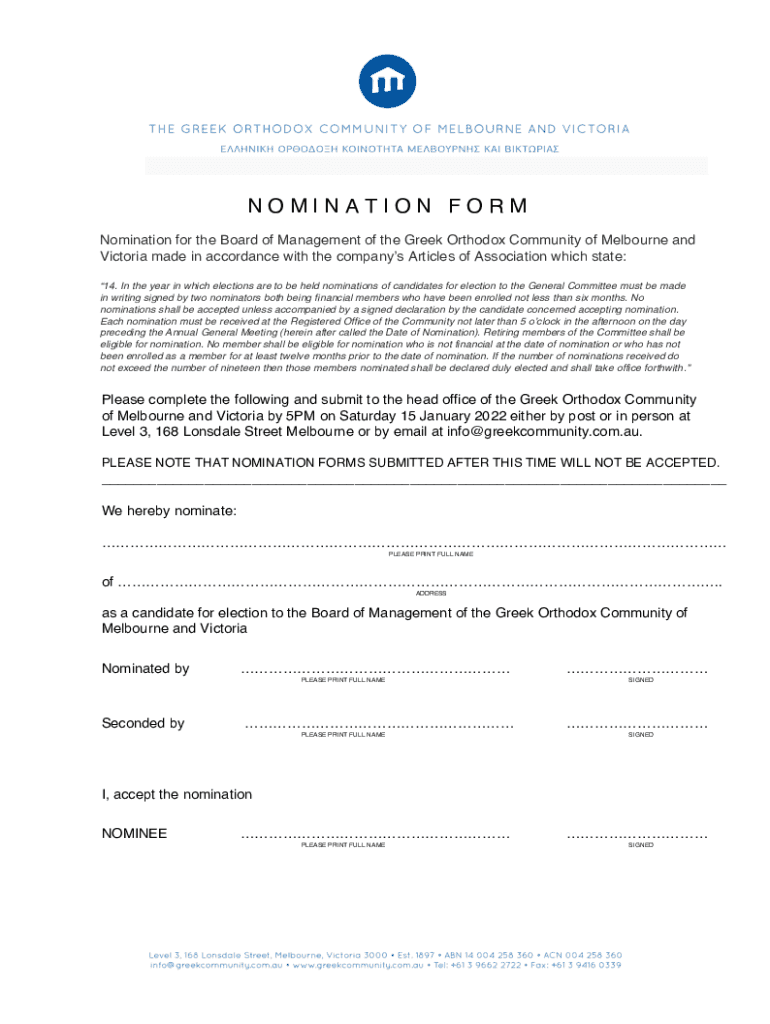 Fillable Online GCM NOMINATION FORM Fax Email Print - pdfFiller