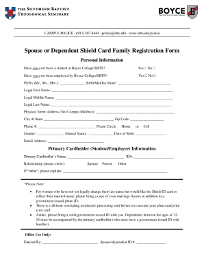 Fillable Online Fillable Online sbts Spouse or Dependent Shield Card ... Fax Email Print - pdfFiller