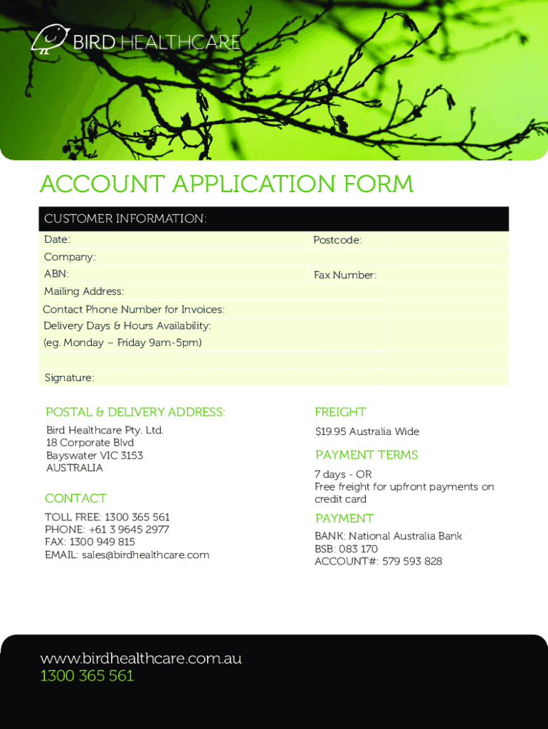 Fillable Online Account application form New Individual Customer Fax Email Print - pdfFiller
