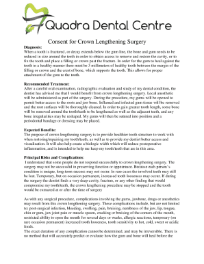 Fillable Online Consent for Crown Lengthening Surgery - Quadra Dental ...
