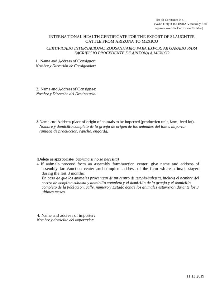 Veterinary Certificate for the Export of Dogs and ... - USDA Doc ...