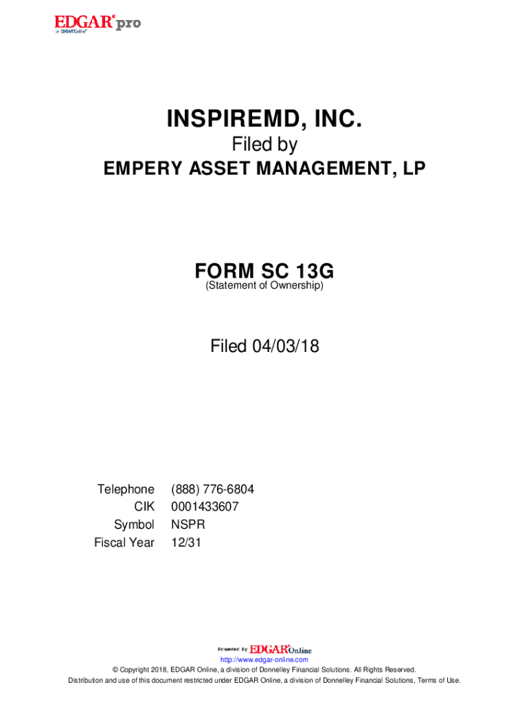 Fillable Online INSPIREMD, INC.. FORM SC 13G (Statement of Ownership ...