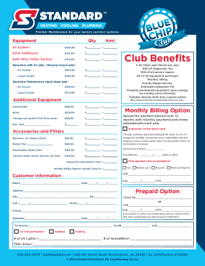 Fillable Online Blue Chip Club - Monthley billing conversion sheet Fax ...