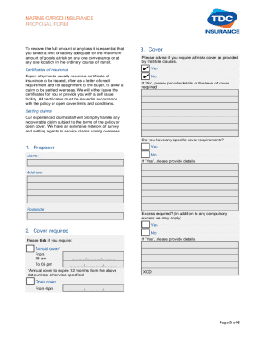 Fillable Online Single Marine Cargo Proposal - Zurich Fax Email Print ...