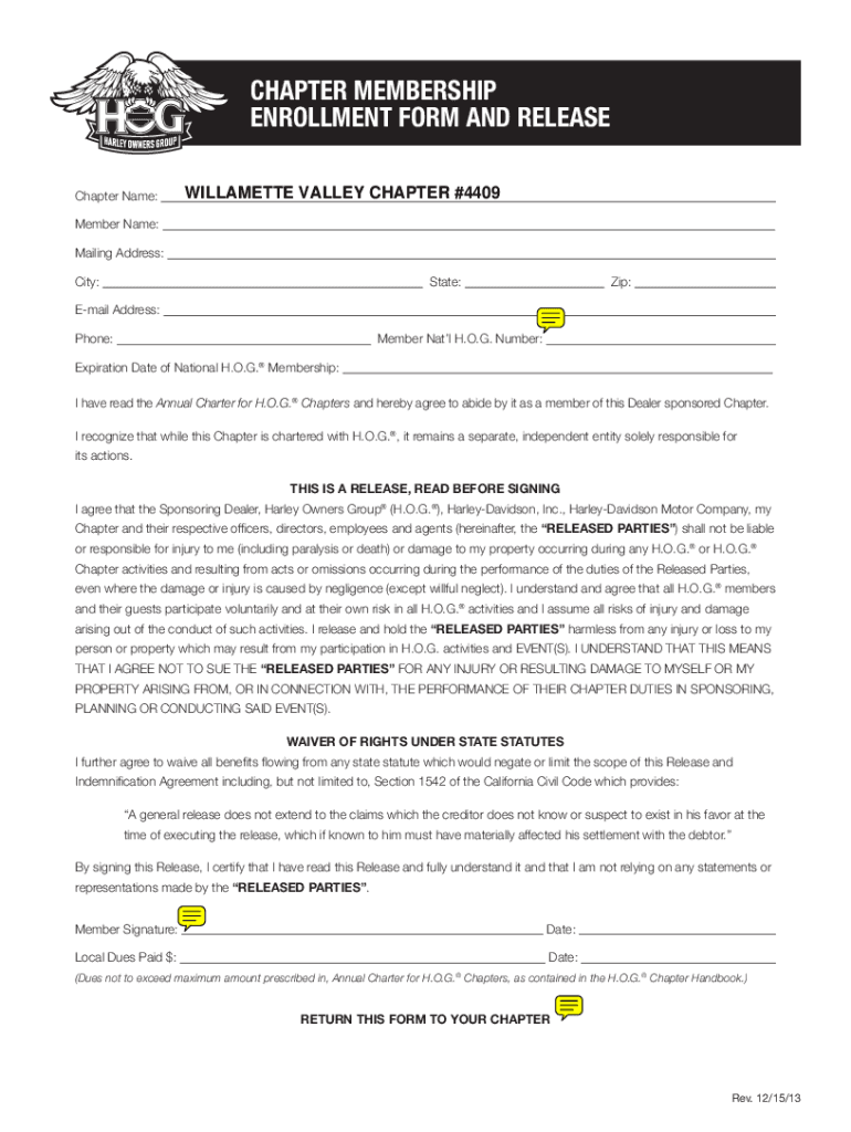 Fillable Online H.O.G-New-Member-Form.pdf - Crystal Harley-Davidson Fax ...