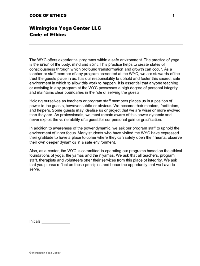 Fillable Online i01 codeofethics form Fax Email Print - pdfFiller