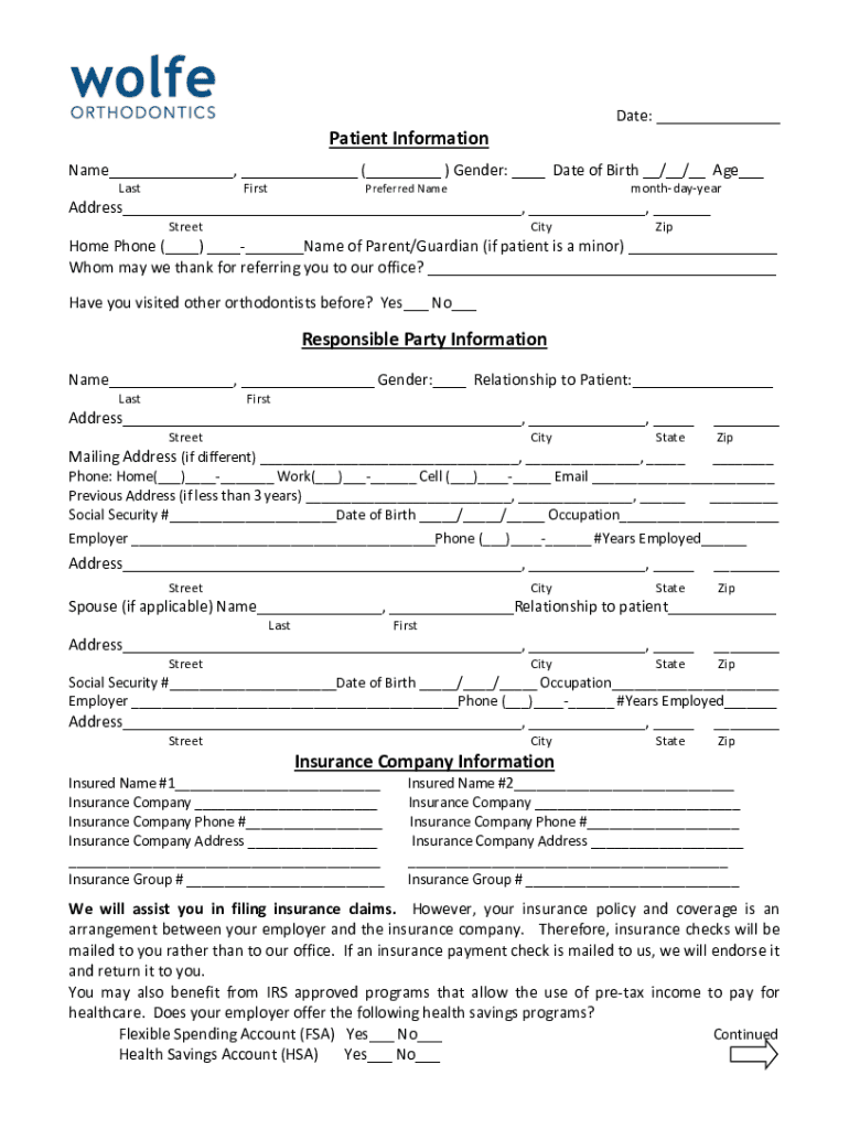 Fillable Online Name: DOB: Chart: Age: Date: Gender: Patient Information Fax Email Print - pdfFiller