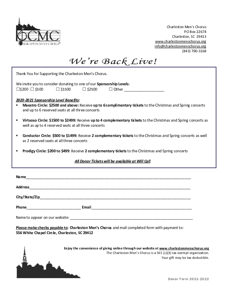 Fillable Online Board, Section Leaders and StaffCharleston Men's Chorus ...