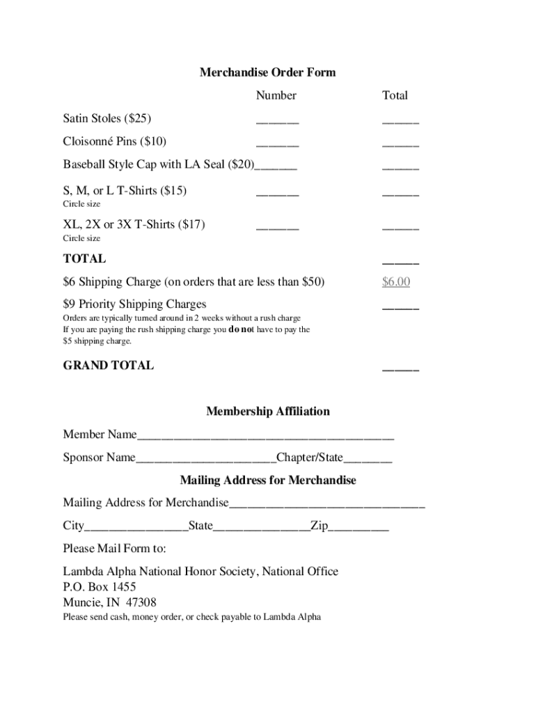 Fillable Online Merchandise Order Form - laanthro.files.wordpress.com ...