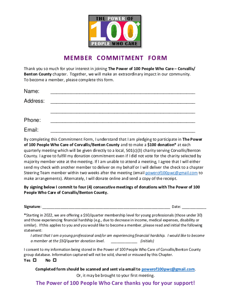 Fillable Online COMMITMENT FORM Fax Email Print - pdfFiller