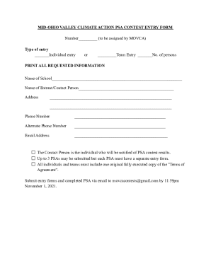 Fillable Online MOVCA PSA Entry Form Fax Email Print - pdfFiller