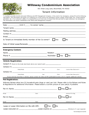 Fillable Online Tenant Information Update Form Pdf Economic Fax Email ...