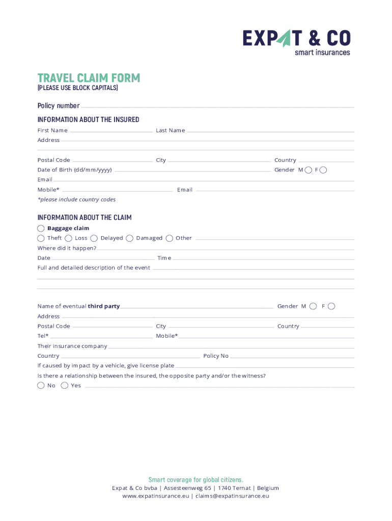 Fillable Online Personal Accident Travel Claim Form Fax Email Print ...