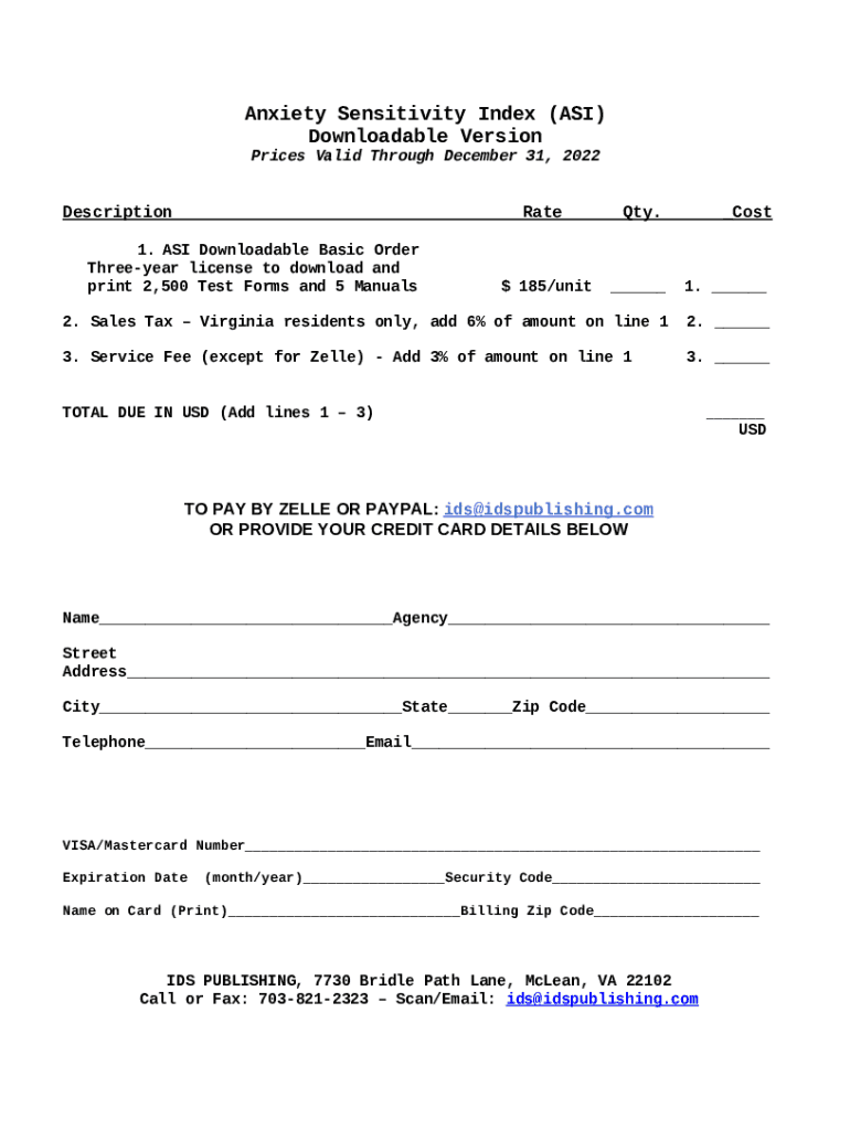 Fillable Online ASI Downloadable Version Order Form.doc Fax Email Print ...