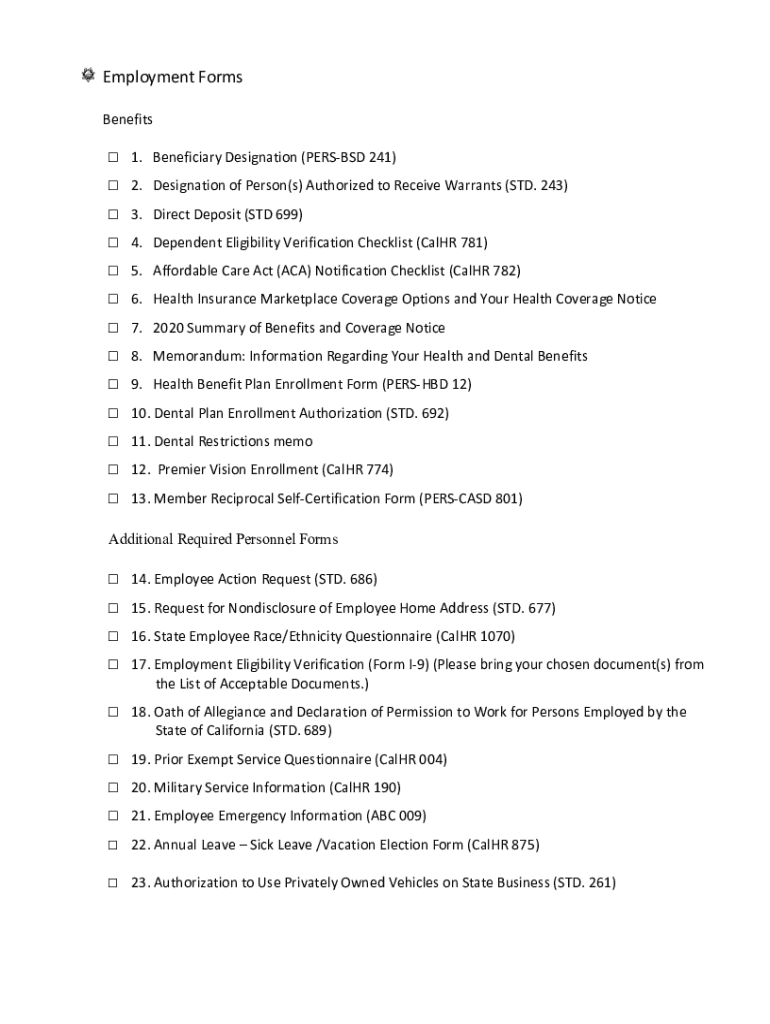 Fillable Online Non-Sworn New Employee Forms Checklist. Non-Sworn New ...