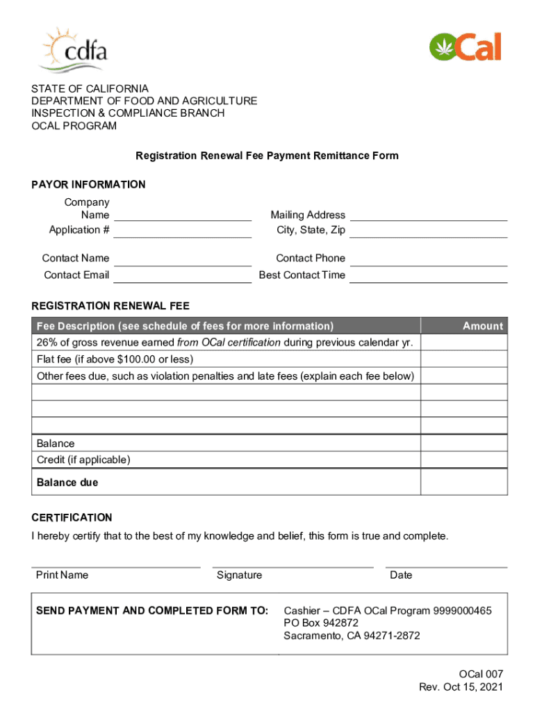 Fillable Online Registration Renewal Remittance Form Fax Email Print ...