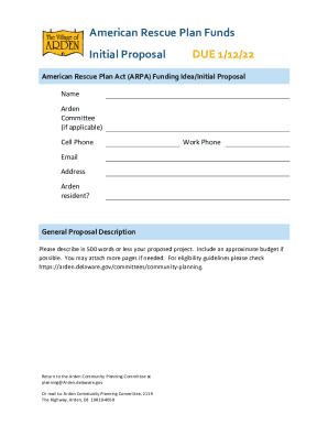 Fillable Online arden delaware ARPA Proposal form Word.docx Fax Email ...