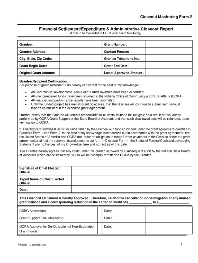 Fillable Online Get the free Financial Settlement/Expenditure Report ...