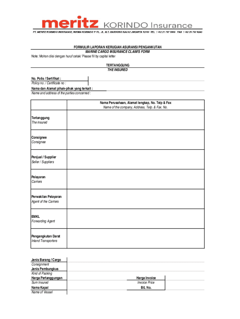 Fillable Online marine claim form.xlsx Fax Email Print - pdfFiller