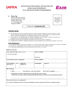 Fillable Online Fillable Online SAFRA EDUCATION SCHEME: APPLICATION FOR ...