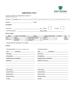 Fillable Online Nursery - Year Six Application Form Fax Email Print ...