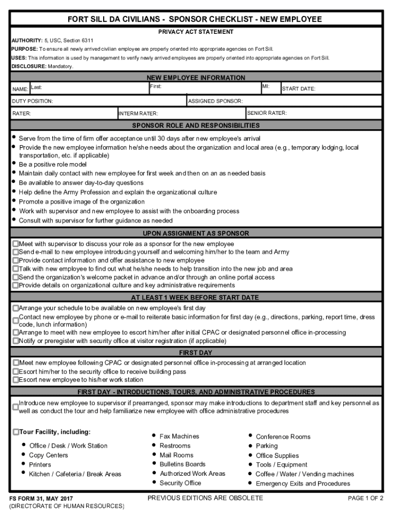 Fillable Online New employee orientation checklist Fax Email Print - pdfFiller