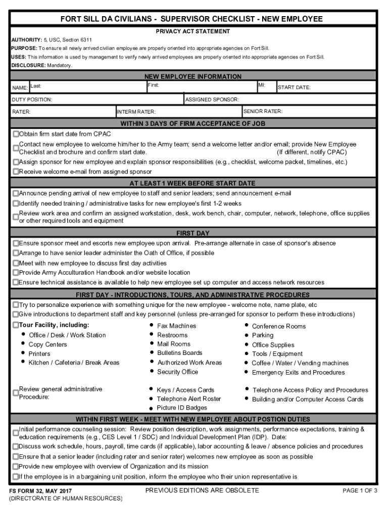 Fillable Online New employee orientation checklist Fax Email Print ...