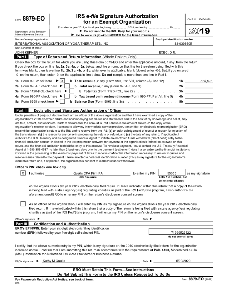 Fillable Online Form 8879 Eo - Fill Out and Sign Printable PDF Template ...