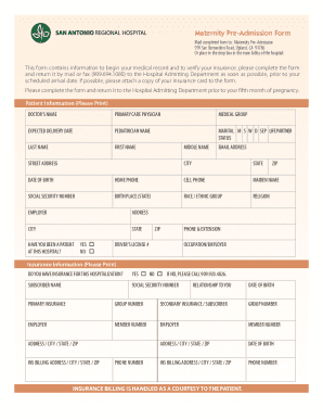Fillable Online Hospital Pre Registration Form Fax Email Print - pdfFiller