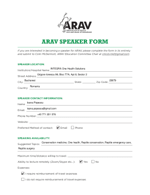 Fillable Online ARAV-Speaker-Form 2022 Fillable.pdf Fax Email Print - pdfFiller