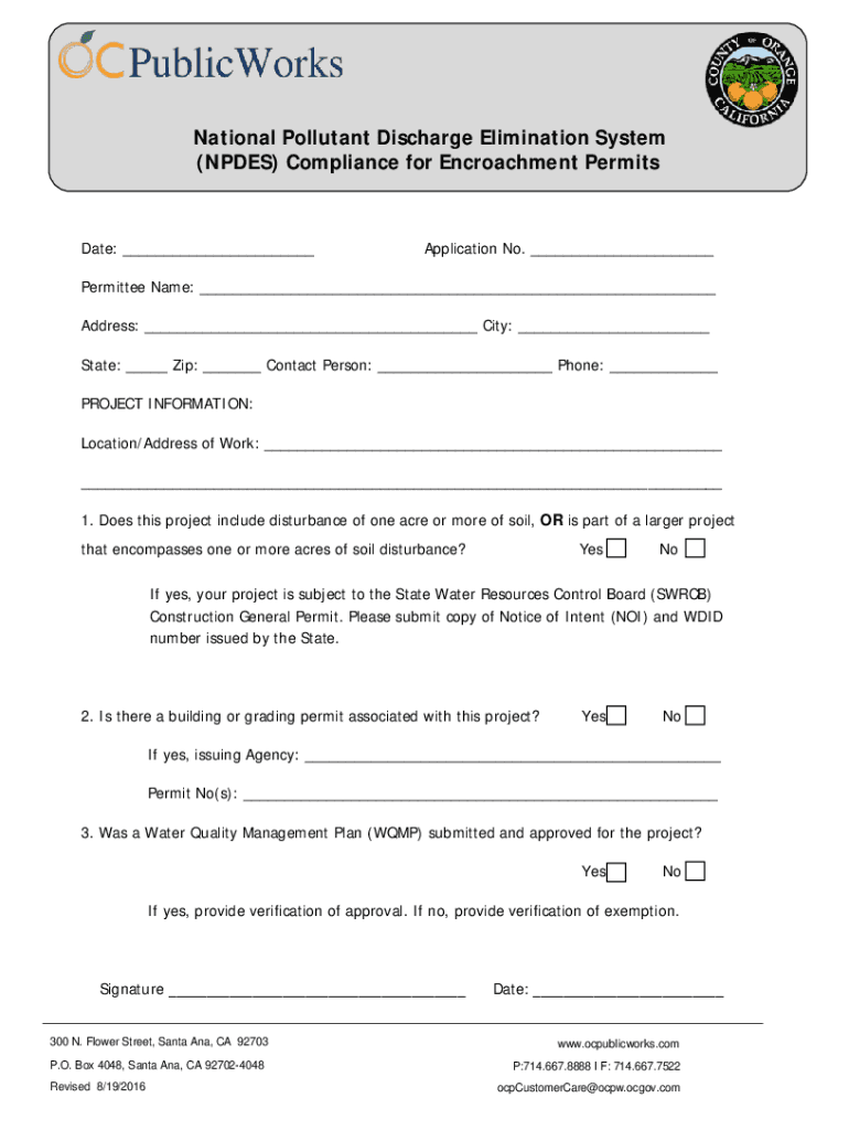 Fillable Online FOR NATIONAL POLLUTANT DISCHARGE ELIMINATION SYSTEM ...
