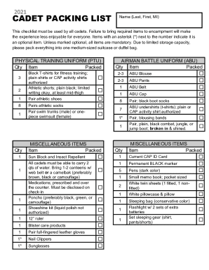 Fillable Online encampment azwg Backpacking Gear List: What to Bring on ...