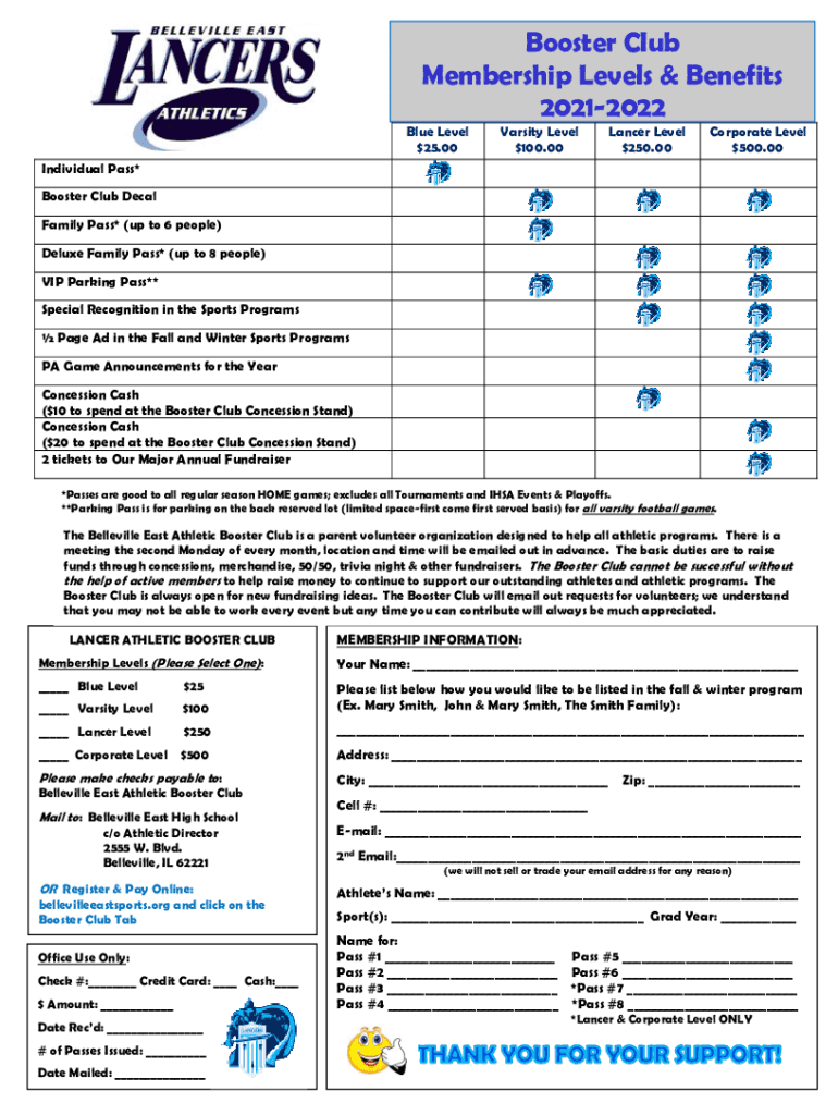 Fillable Online Fillable Online Booster Club Membership - Rough Rider ...