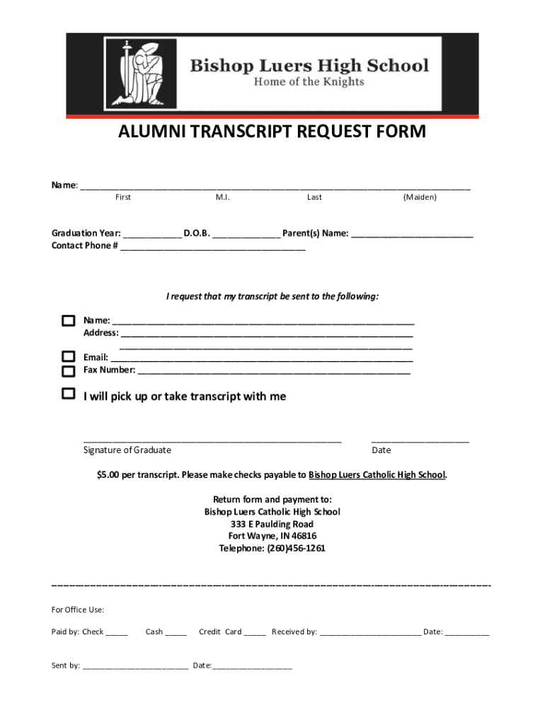 Fillable Online Alumni Transcript Request Form. new.docx Fax Email ...