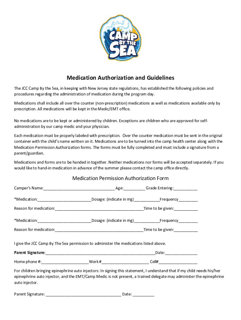 Fillable Online Medication Authorization and Guidelines Fax Email Print - pdfFiller