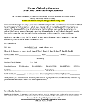 Fillable Online Fillable Online Diocese of Wheeling-Charleston Camp ...