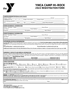 Fillable Online 2022 BOLD & GOLD Registration Form - camphirock.org Fax ...