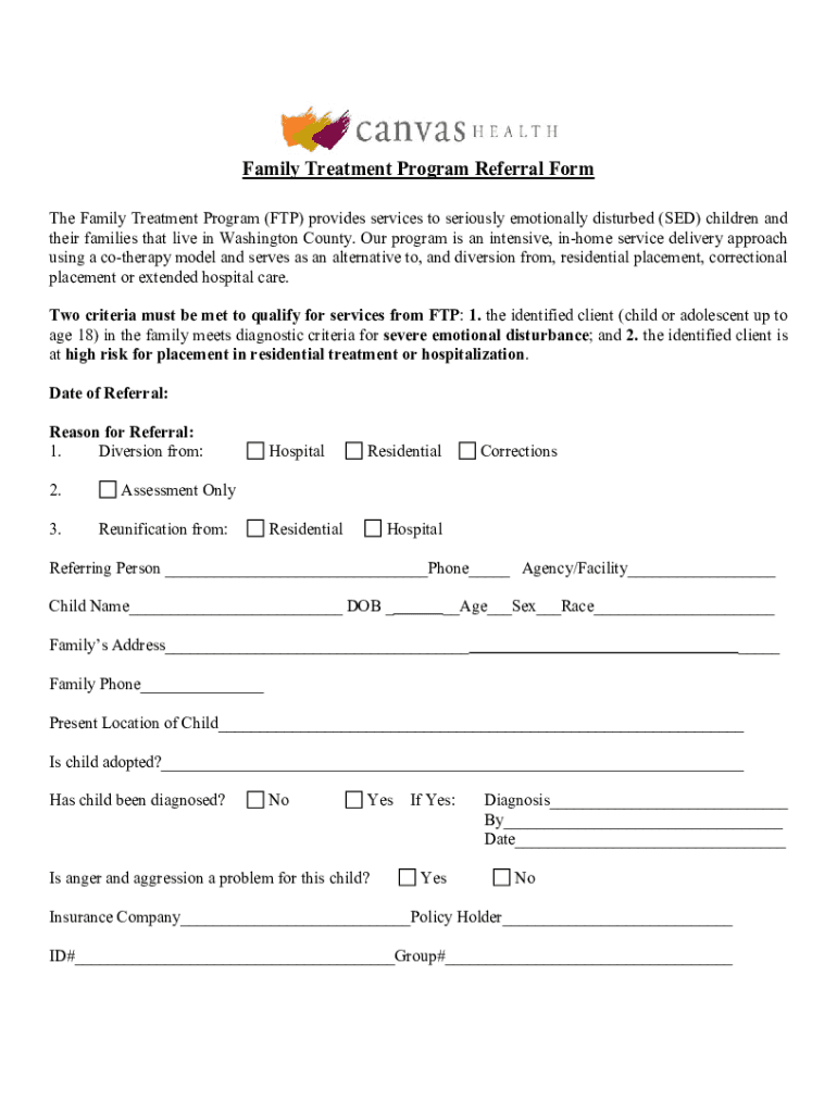 Fillable Online Family Treatment Program Referral form 8.9.18 Fax Email ...