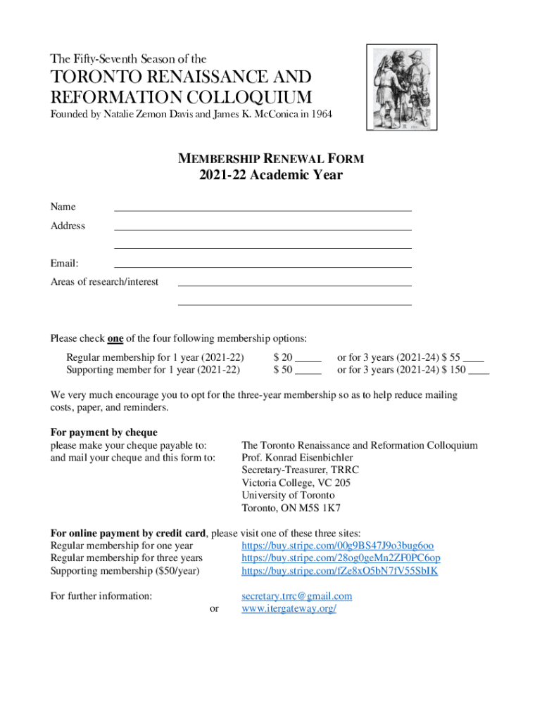 Fillable Online Fillable Online Fifty-Sixth Toronto Renaissance and ...